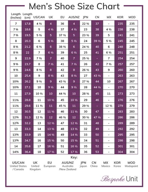 Men S Shoe Size Conversion Chart Us To European Free Printable Download