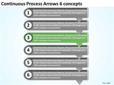 Continuous Process Arrows Concepts Flow Chart Creator Online PowerPoint Slides