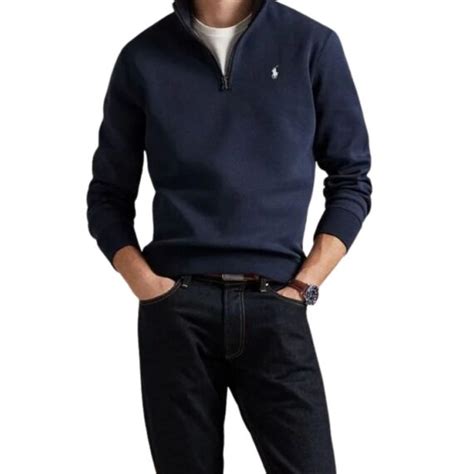 Polo Ralph Lauren Double Knit Navy Quarter Zip Menswear Online