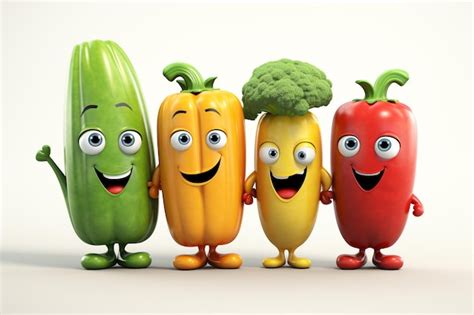 Premium Ai Image Cute Vegetables Character Animated Cartoon Style