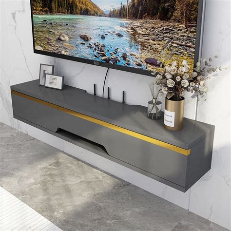 Simple Light Luxury Solid Wood Wall Mounted Tv Cabinet Wifi Set Top Box