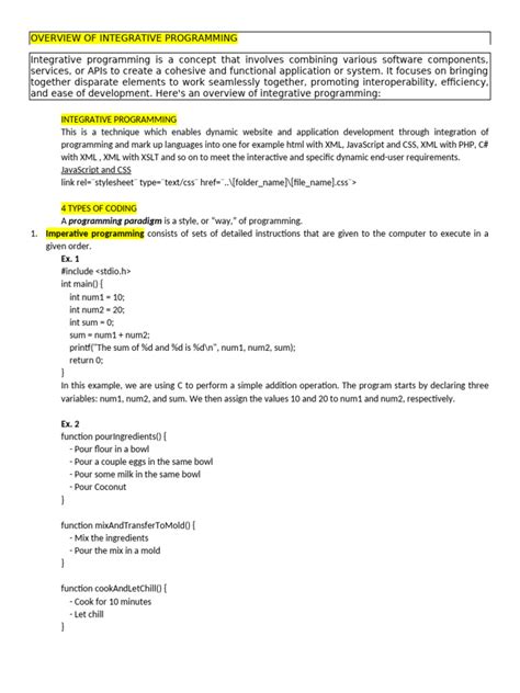 L2 Overview Of Integrative Programming Concept Pdf Computer Programming Programming Paradigms