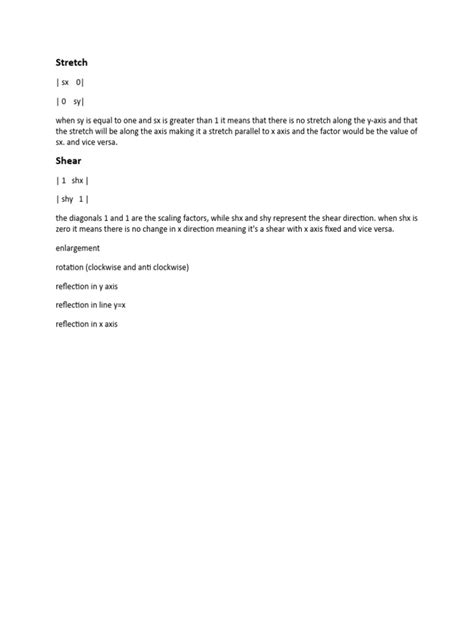 list of matrices transformations to memorize pdf