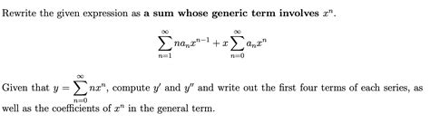 Solved Rewrite The Given Expression As A Sum Whose Generic Chegg Com