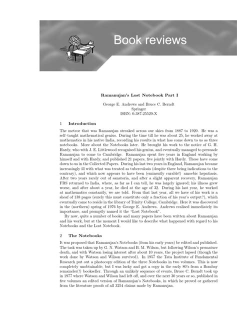 Ramanujans Lost Notebook Part I Pdf Teaching Mathematics