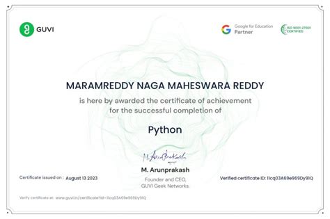 Maramreddy Naga Maheswara Reddy On Linkedin Python Guvi