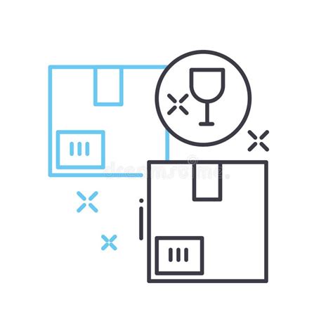 Warning Fragile Line Icon Outline Symbol Vector Illustration Concept