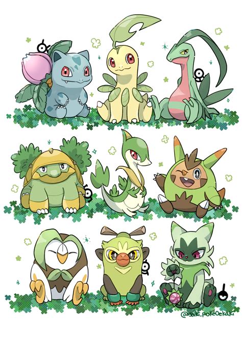 Saki Pokeoekaki Bayleef Dartrix Floragato Grotle Grovyle Ivysaur Quilladin Servine