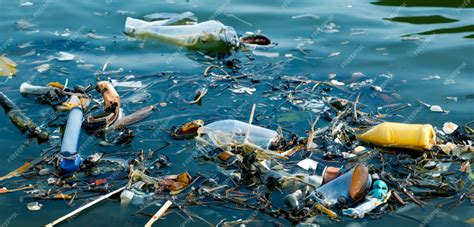 Premium Photo Seaside Garbage Floating Garbage Water Pollution Global Warming Background
