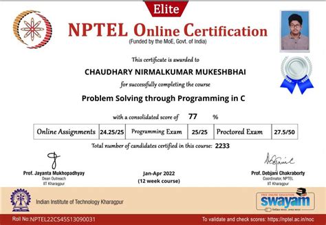 Programming Nptel Iitkharagpur Nirmal Chaudhary