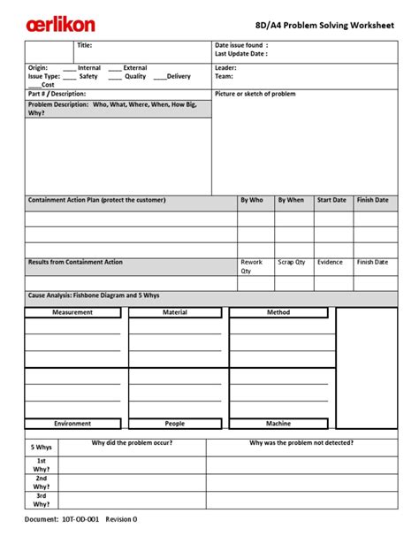 8da4 Problem Solving Worksheet Document 10t Od 001 Revision 0 Pdf