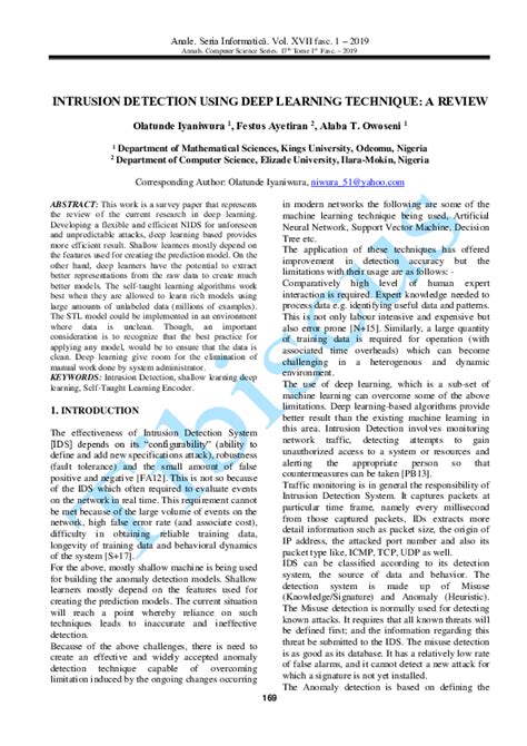 Pdf Intrusion Detection Using Deep Learning Technique A Review