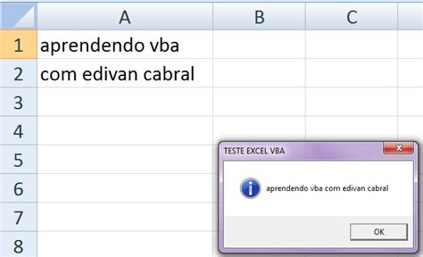 Excel Amador Porém útil Excel Passo A Passo Vba Mensagem Com ConteÚdo