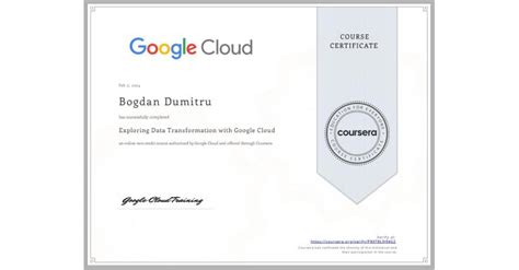 Bogdan Mihai Dumitru On Linkedin Completion Certificate For Exploring Data Transformation With