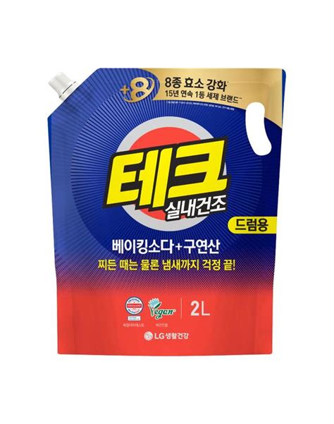 테크 베이킹소다구연산 실내건조 액체세제 드럼 리필 2l