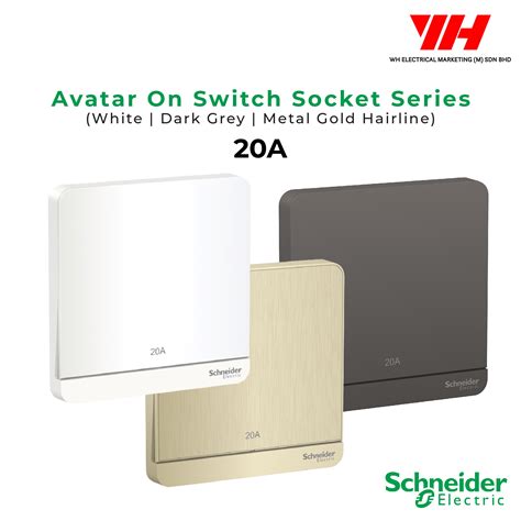 Schneider Avataron 20a Socket And Switches Whitedark Greygold