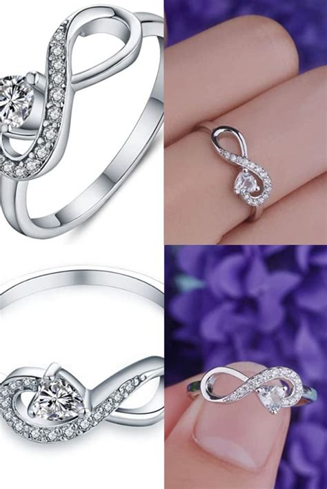 Jo Wisdom Infinity Heart Promise Rings For Her Sterling Silver