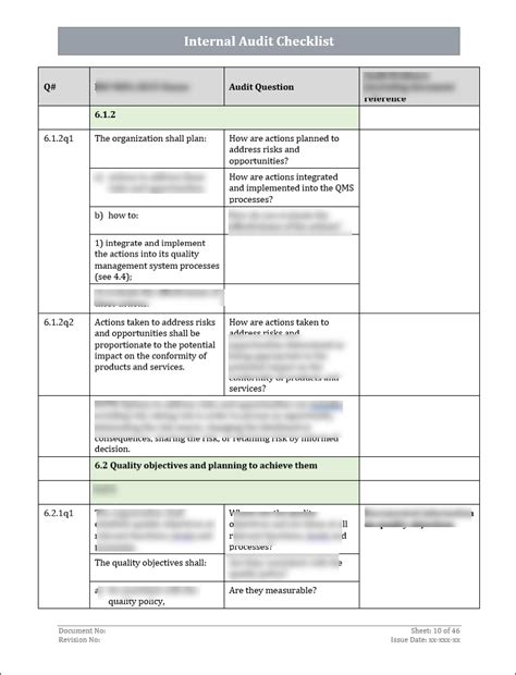 Iso 9001 Qms Internal Audit Checklist Word Iso Templates And Documents Download