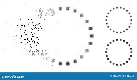 Moving Pixelated Halftone Dotted Circle Icon Stock Vector