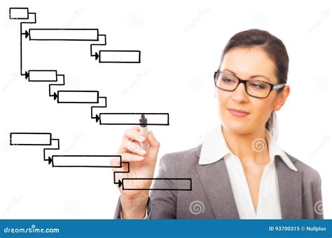 Businesswoman Drawing A Gantt Chart Stock Image Image Of White Plan 93700315