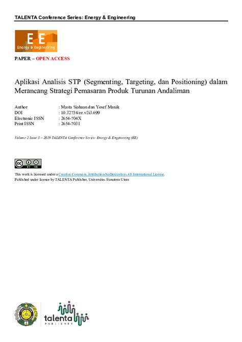 Pdf Aplikasi Analisis Stp Segmenting Targeting Dan Positioning Dalam Merancang Strategi