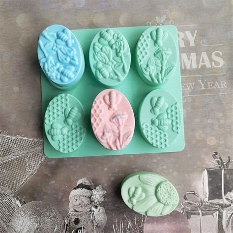 Badu Bg 6 силиконови форми за сапун във формата на пчела овални ръчно изработени силиконови