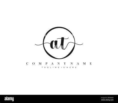 At Signature Style Monogram Calligraphic Lettering Icon Vector Stock