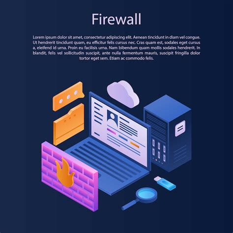 Premium Vector Firewall Protection Concept Background Isometric Style