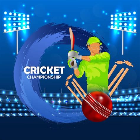Premium Vector Cricket Match Concept With Stadium And Background