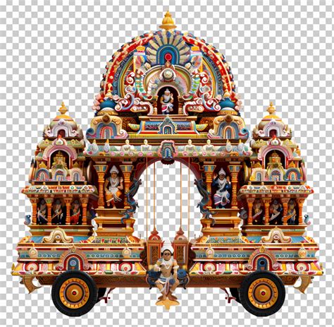 Rath Yatra Colorful Temple Chariot With Intricate Designs Png