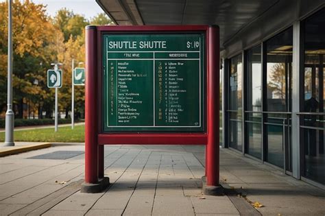 University Shuttle Bus Stop With Schedule Sign Premium Ai Generated Image
