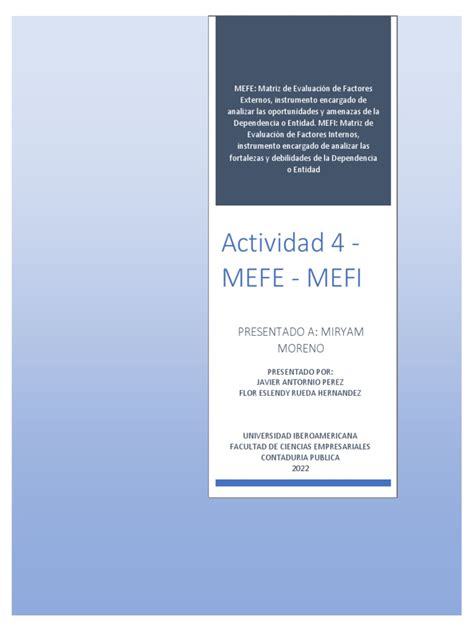 Actividad 4 Mefe Mefi Pdf Business Economias