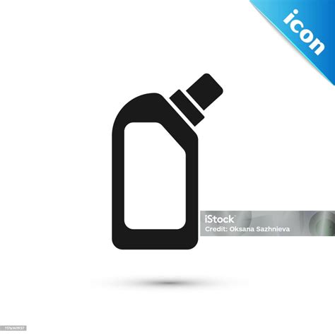 액체 세탁 세제 표백제 식기 세척액 또는 흰색 배경에 격리 된 다른 세정제 아이콘용 검은 색 플라스틱 병 벡터 일러스트레이션 가사 집안일에 대한 스톡 벡터 아트 및 기타