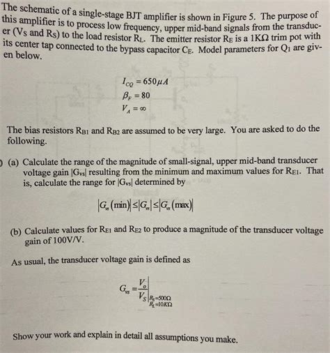 The Schematic Of A Single Stage Bjt Amplifier Is