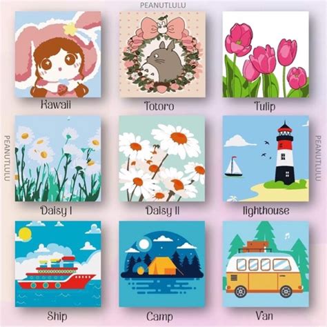 ชุดภาพระบายสีตามตัวเลขขึงเฟรมไม้ ขนาด 20 20 ซม Shopee Thailand