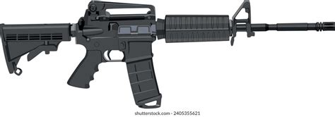 Ar15 Assault Rifle Side View Vector Stock Vector Royalty Free