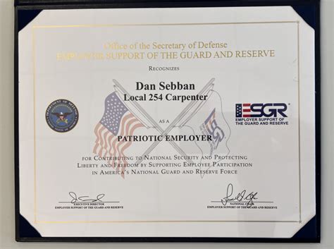 Dod Patriot Award Presented To Daniel Sebban Easrcc Easrcc