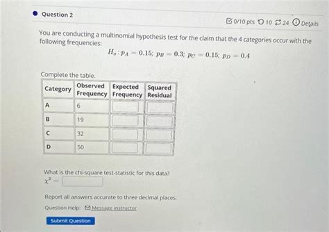 Solved You Are Conducting A Multinomial Hypothesis Test For Chegg Com