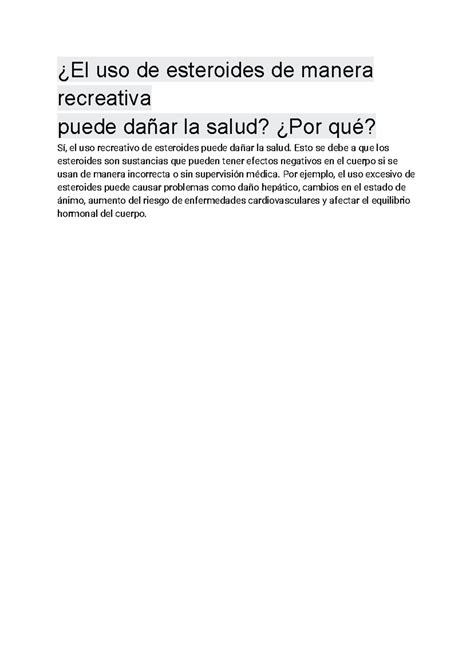 Esteroides ¿el Uso De Esteroides De Manera Recreativa Puede Dañar La