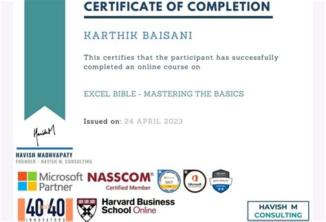 Microsoftexcel Excelskills Karthik Baisani