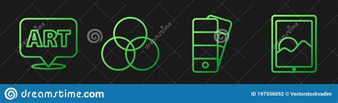 Set Line Palette Speech Bubble With Text Art Rgb And Cmyk Color Mixing And Graphic Tablet