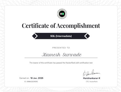 Sql Intermediate Certificate Pdf