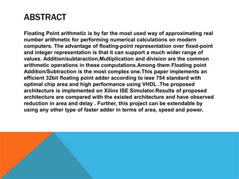 A Floating Point Adder Ieee 754 Floating Pointpptx Computing Technology And Computing