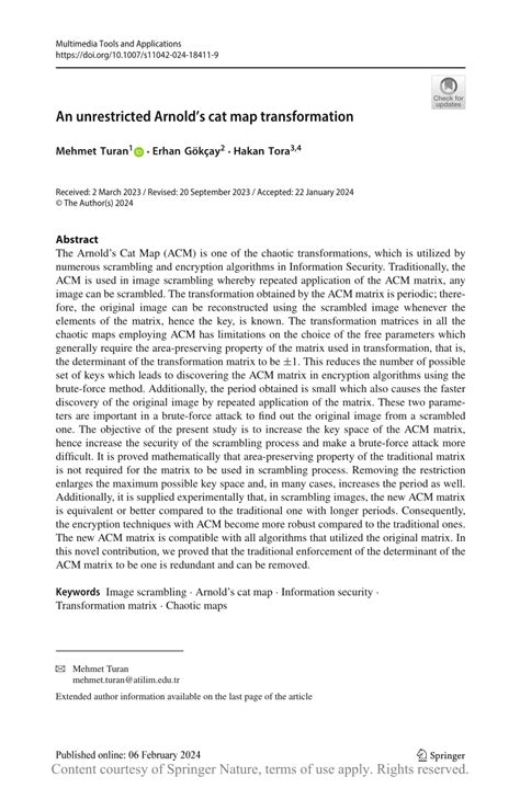 Pdf An Unrestricted Arnolds Cat Map Transformation