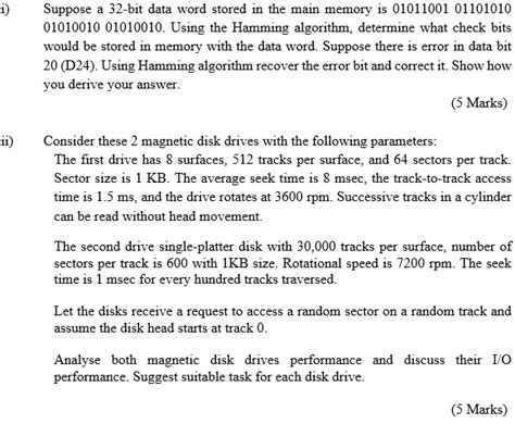 Solved I Suppose A 32 Bit Data Word Stored In The Main