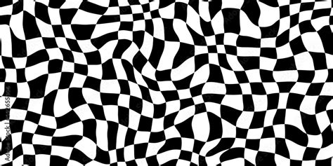 Seamless Trippy Psychedelic Wavy Warbled Retro Checker Grid Pattern