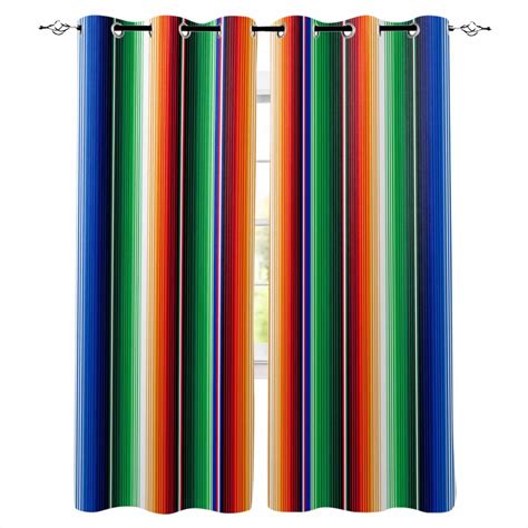 Colorful Striped Blackout Curtains 54 Inches Longthermal Insualted