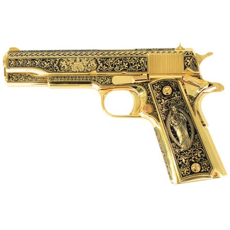 Colt 1911 Government 45 Acp 7 1 Cathedral All 24k Gold