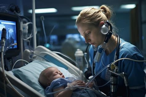 Premium Ai Image Nurse And Newborn In Icu Receiving Oxygen Support Generative By Ai