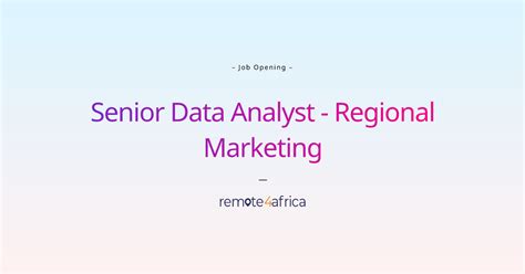 Remote Senior Data Analyst Regional Marketing Job At Human Resource